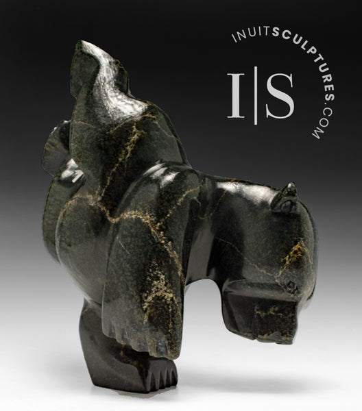 8" Diving Bear by Moe Pootoogook *Workout* – Inuit Sculptures Art Gallery